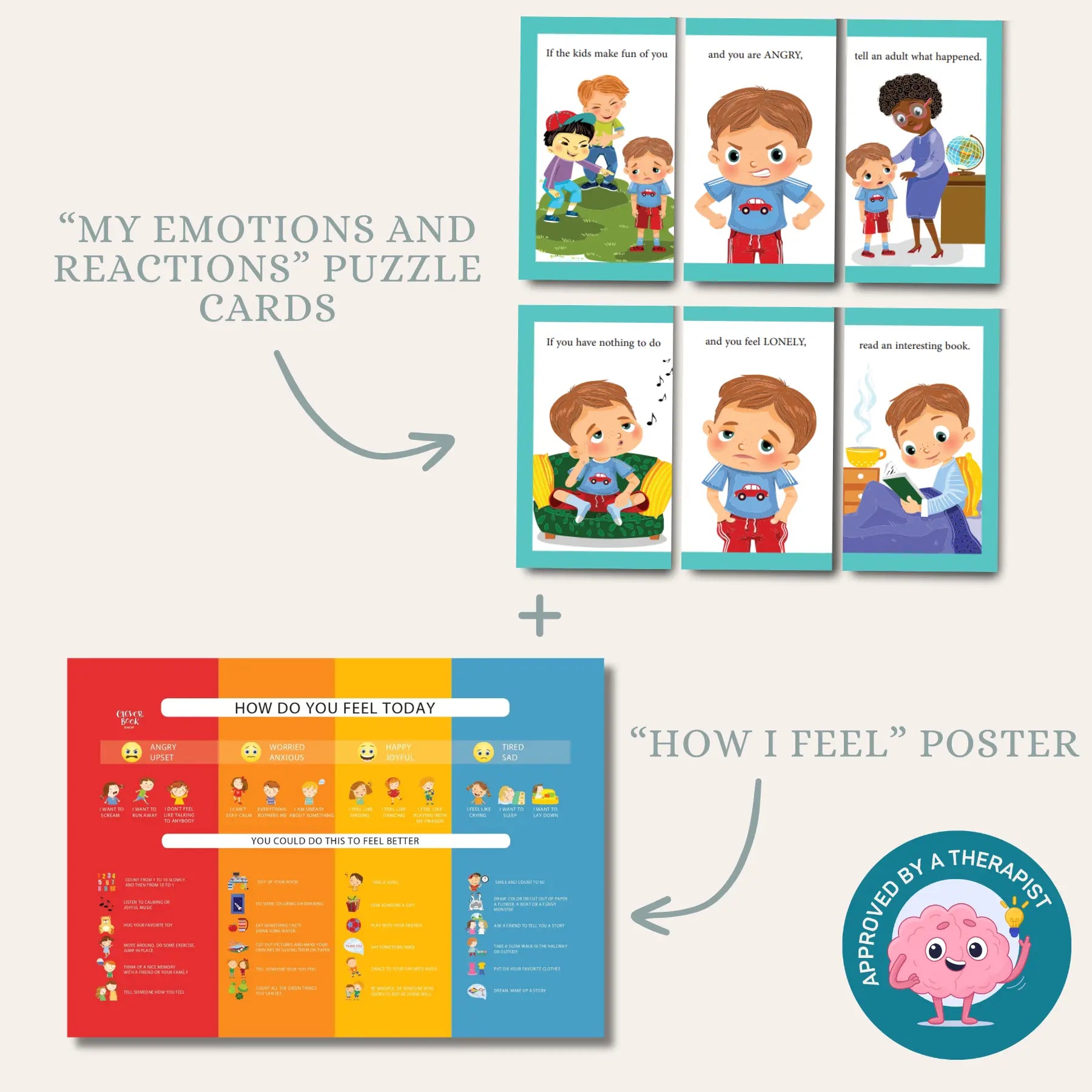 Feelings Navigator Bundle: Poster & Puzzle Cards – Clever Book